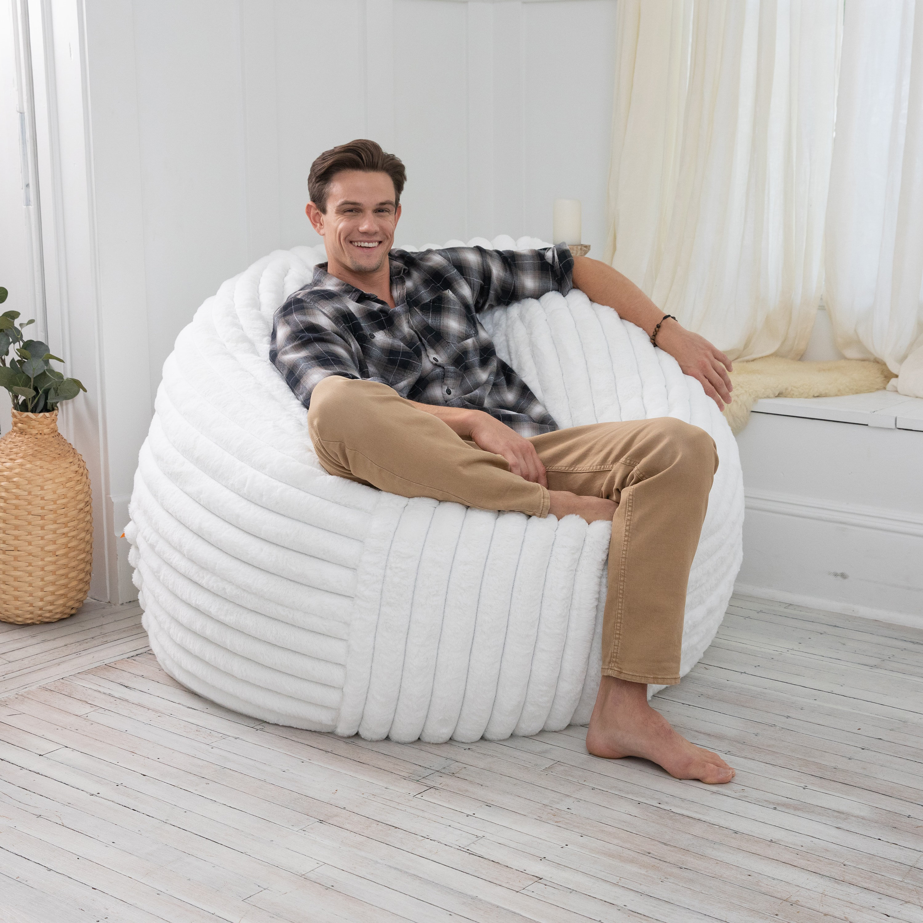 Jaxx Saxx 5 Foot Large Bean Bag w Removable Cover Grey